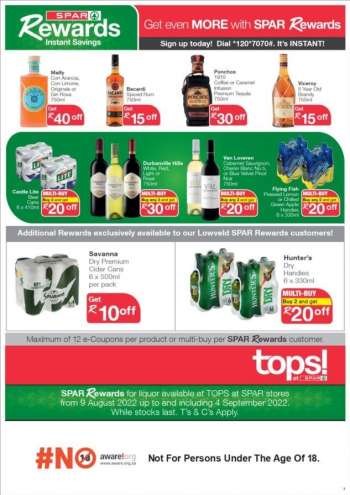 LIQUOR price - TOPS AT SPAR • Today's offer from specials